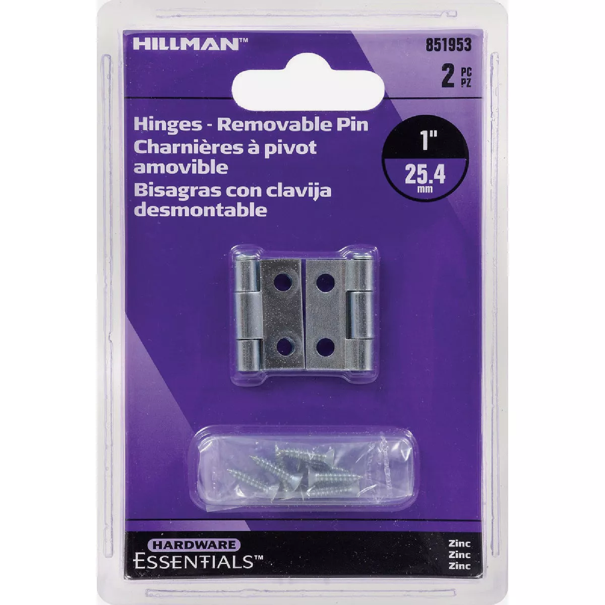Hardware Essentials 1 In. Zinc Removable Pin Narrow Hinge (2-Pack ...