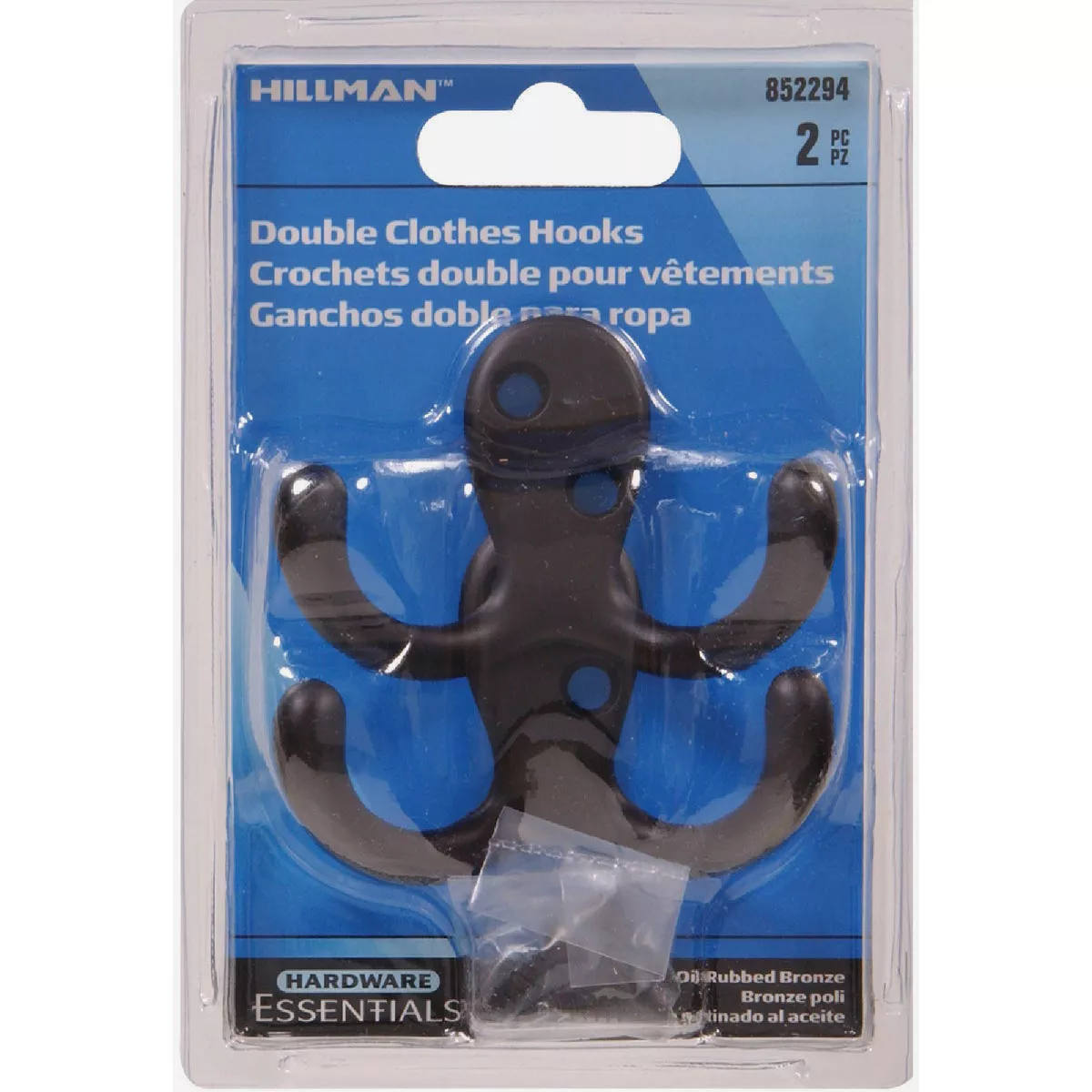 Hardware Essentials Oil Rubbed Bronze Clothes Double Wardrobe Hook (2 ...