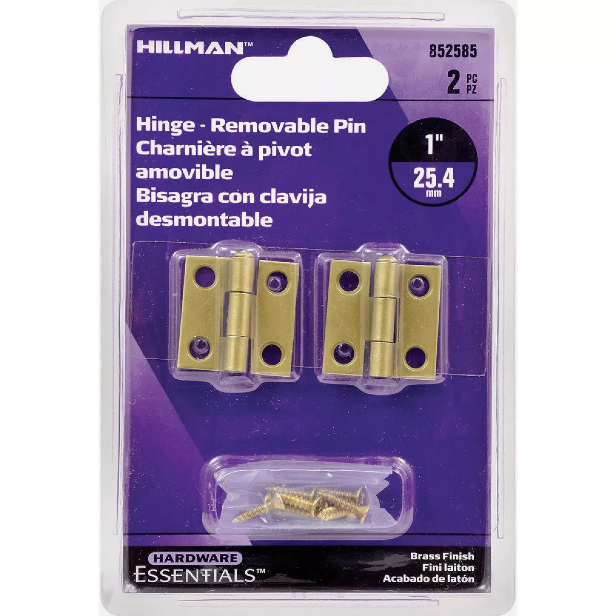 Hardware Essentials 1 In. Brass Removable Pin Narrow Hinge (2-Pack ...