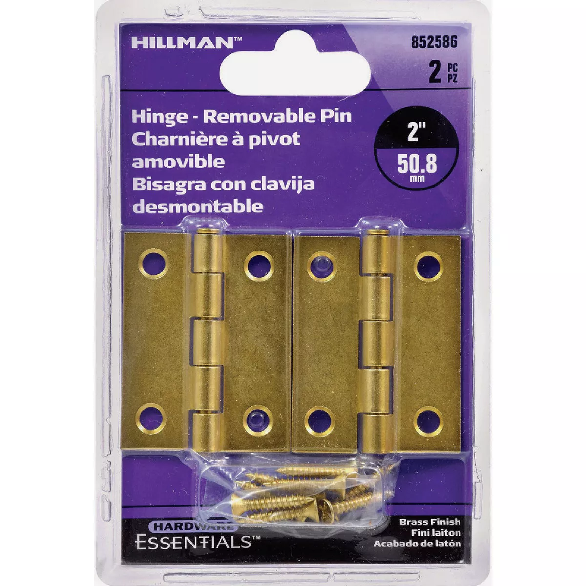 Hardware Essentials 2 In. Brass Removable Pin Narrow Hinge (2-Pack ...