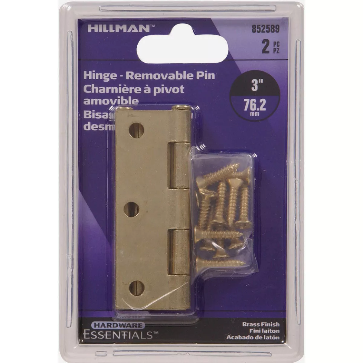 Hardware Essentials 3 In. Brass Removable Pin Narrow Hinge (2-Pack ...