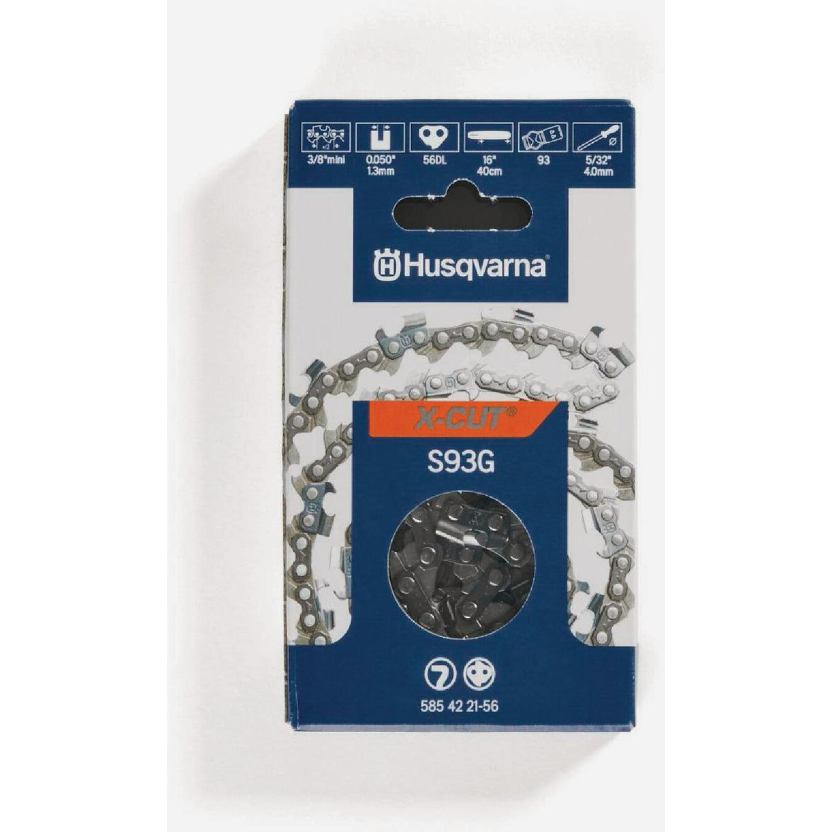 Husqvarna X-Cut S93G 14 In. 3/8 In. Mini Pitch 0.050 In. Gauge 52 Drive Links Chainsaw Chain ...