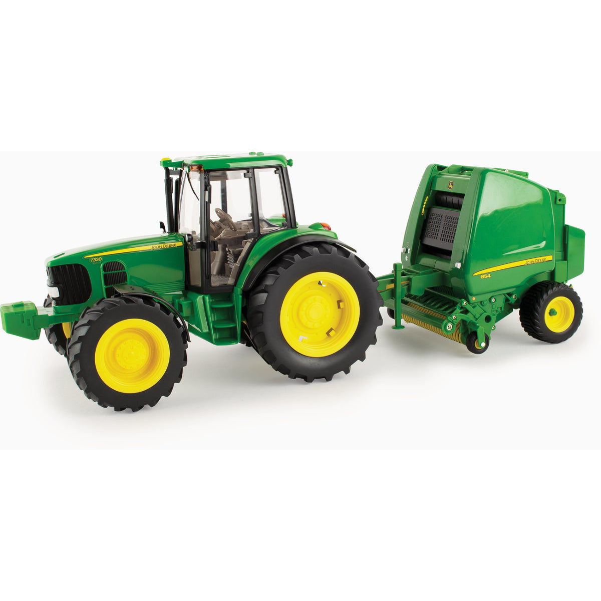 JOHN DEERE 7330 Big Farm Lights & Sound Plastic 1:16 Tractor & Round ...