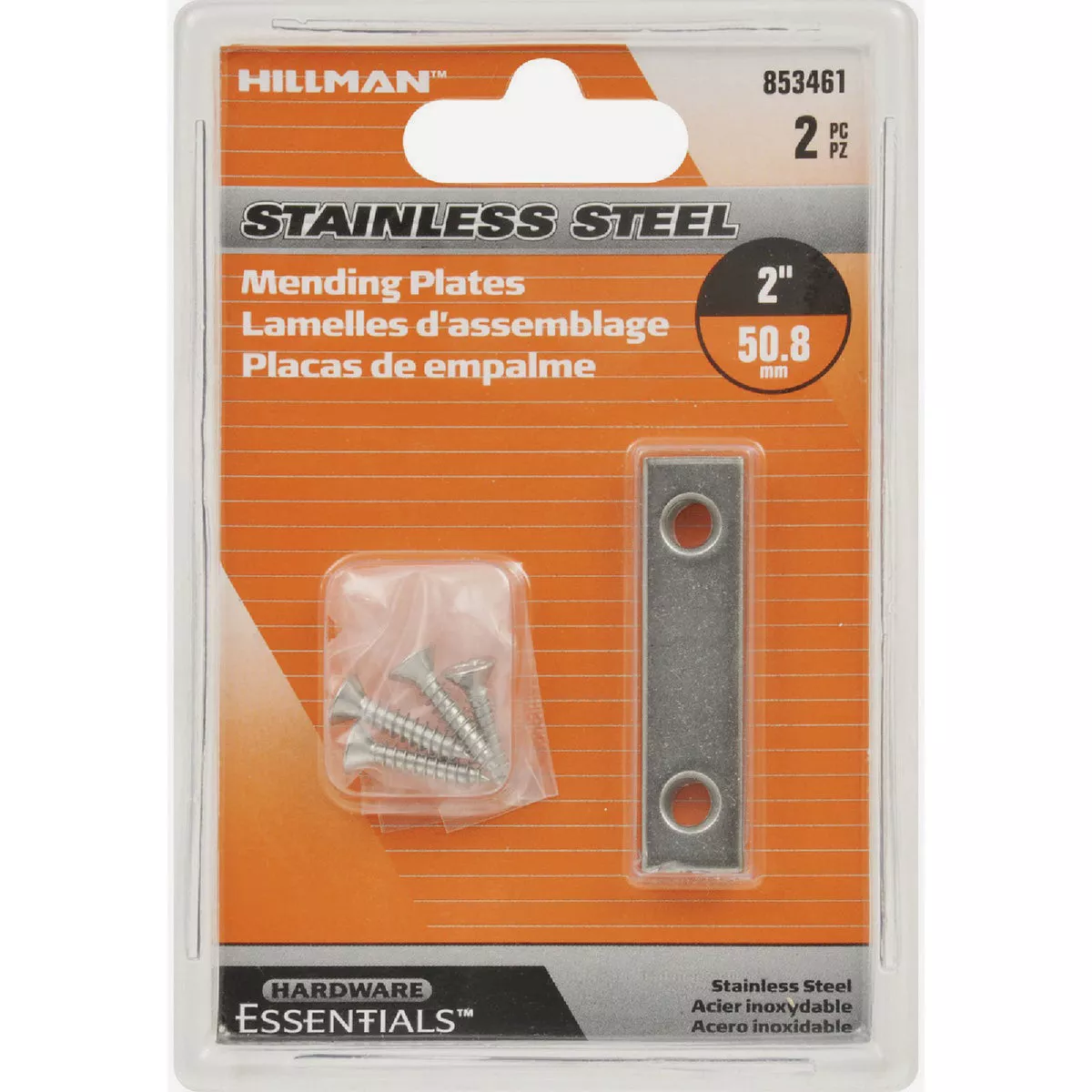 Hardware Essentials 2 In. x 1/2 In. Stainless Steel Mending Plate (2 ...