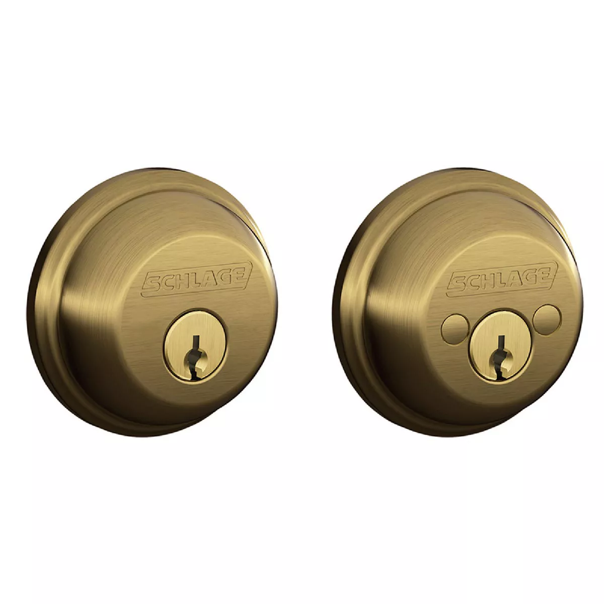 Schlage B-Series Double Cylinder Deadbolt - Antique Brass | True Value ...