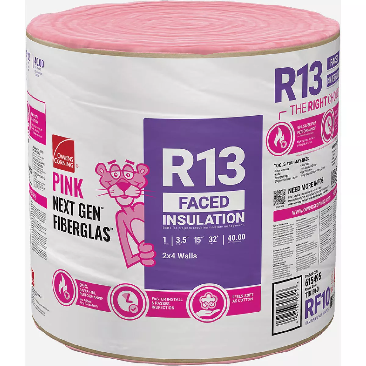 Owens Corning PINK Next Gen R-13 15 In. x 32 Ft. Faced Fiberglass ...