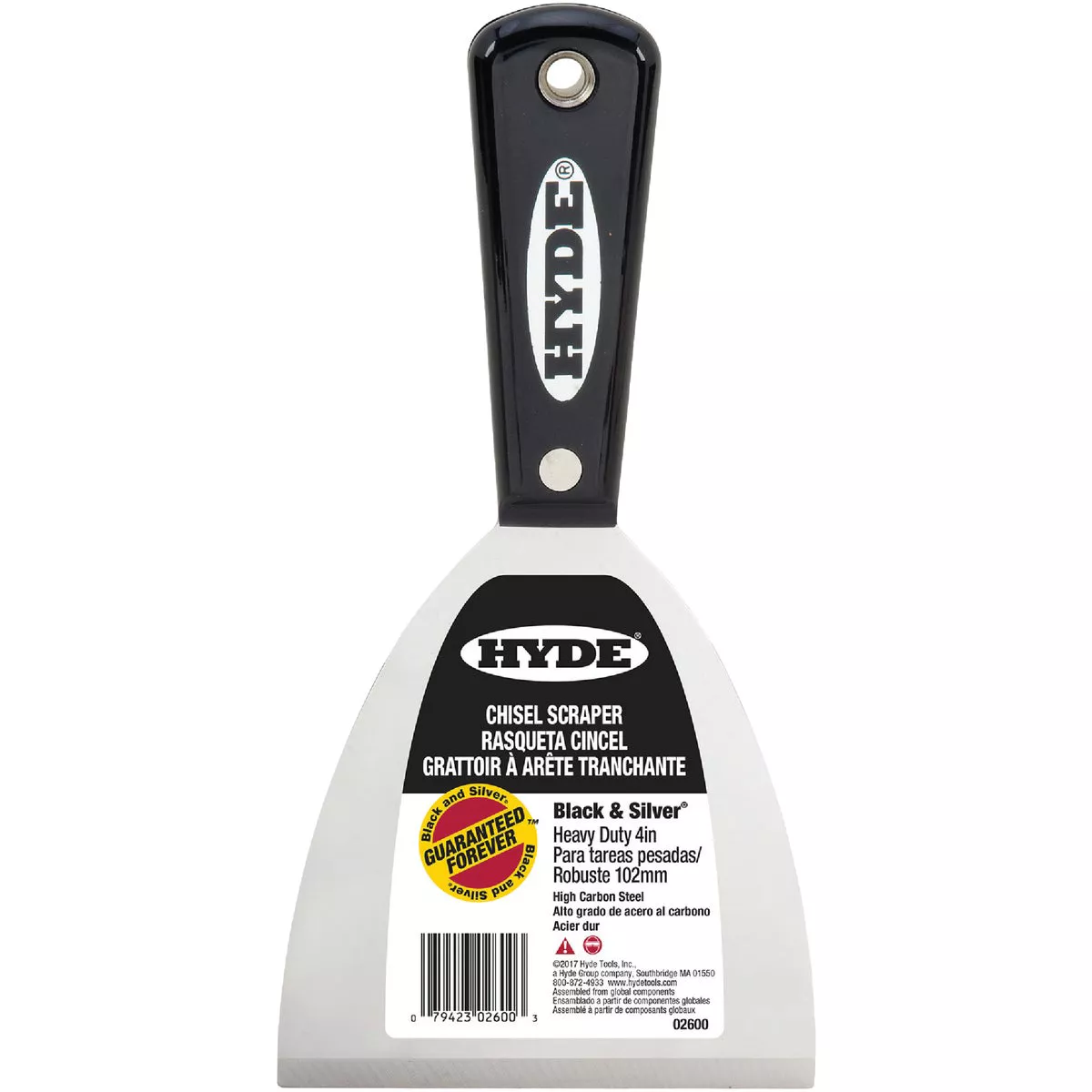 Hyde 4 In. Extra Heavy-Duty Stiff Black & Silver Chisel Scraper | True ...