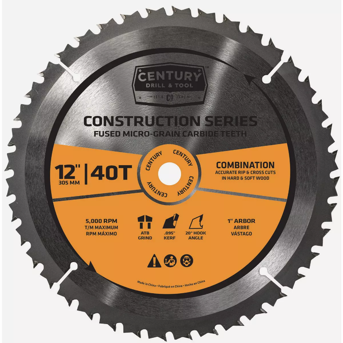 Century Drill & Tool Construction Series 12 In. 40T Combination ...