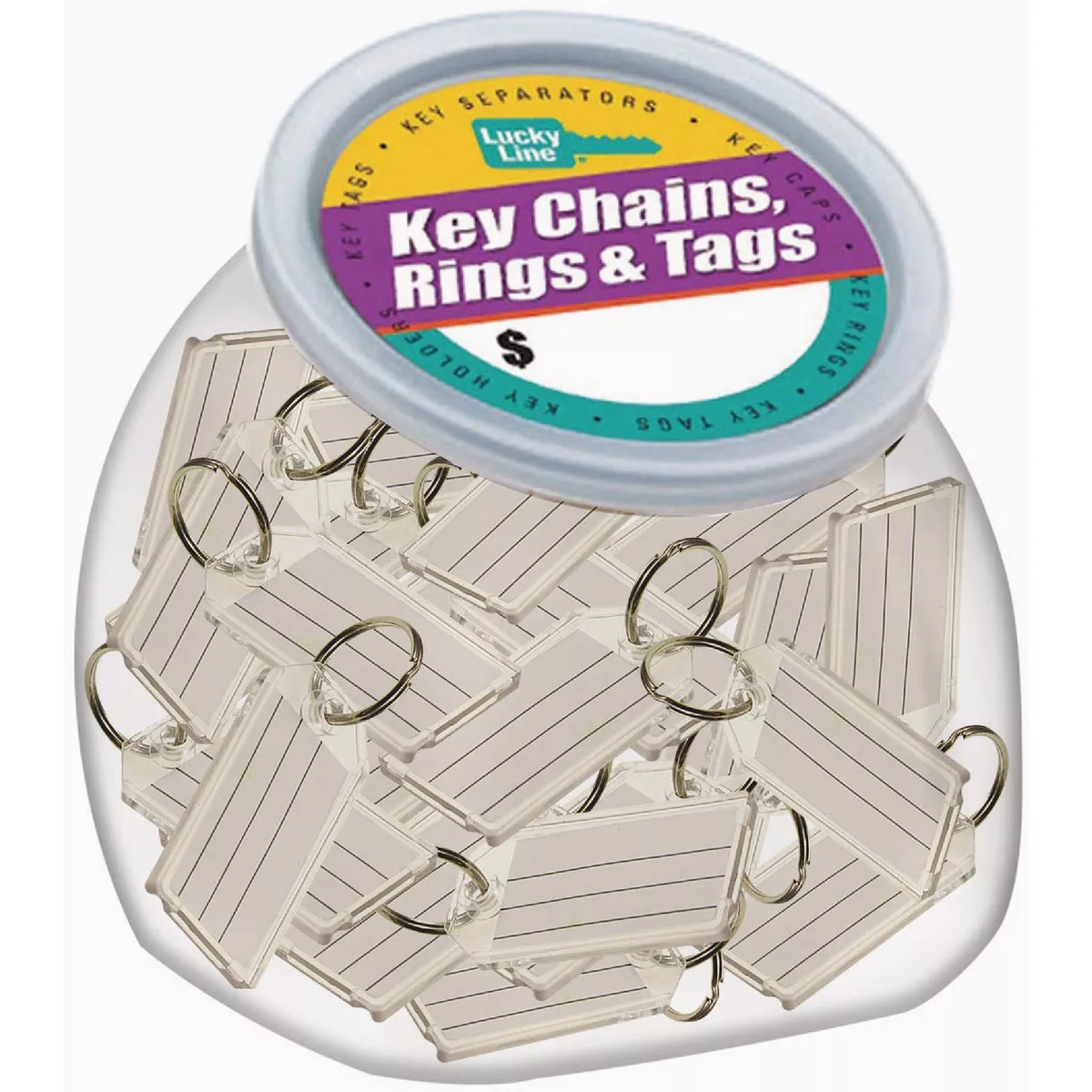 Lucky Line Clear ID Tags with Key Ring (75 per Jar)- | True Value Hardware