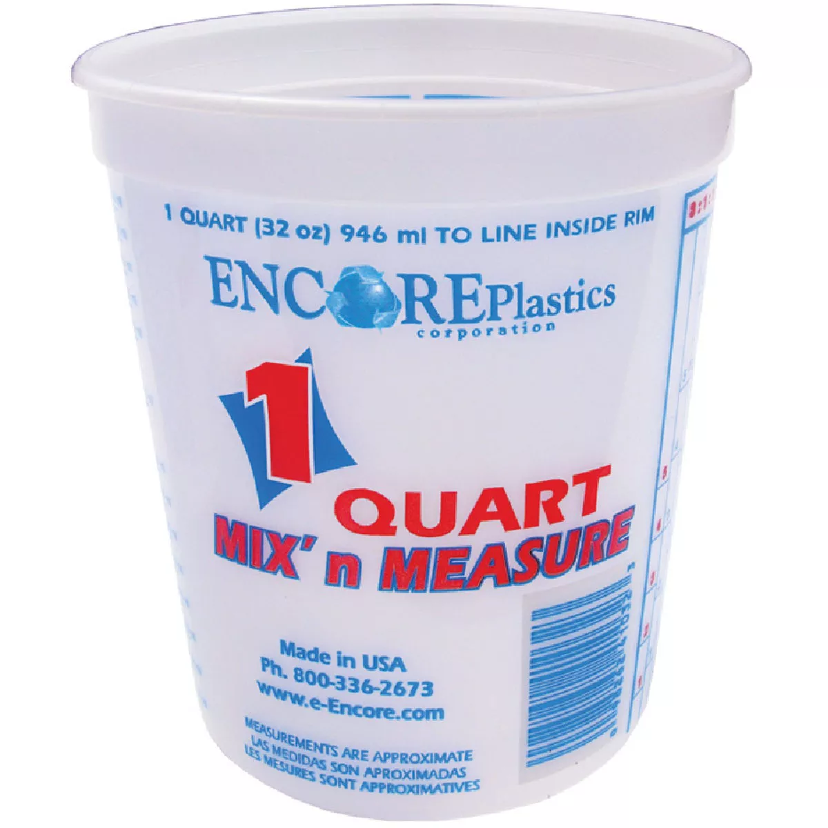 Encore Plastics Mix 'N Measure 1 Qt. Plastic Mixing & Storage Container ...