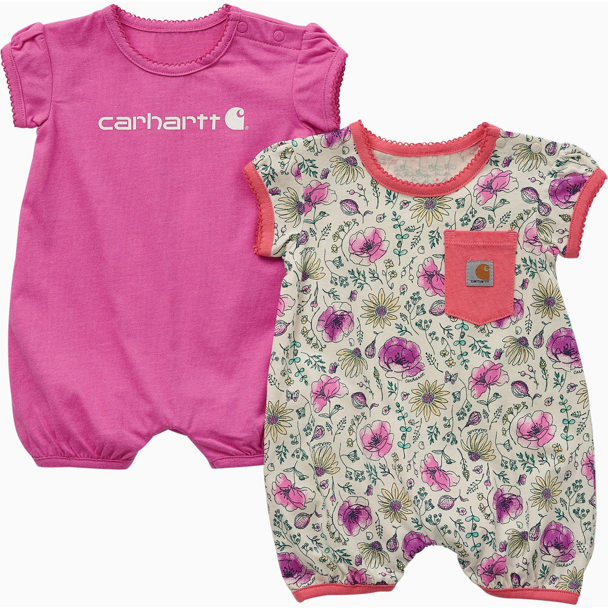 Carhartt Girls' 9M Tofu Short Sleeve Floral Romper Set (2-Piece) | Do ...