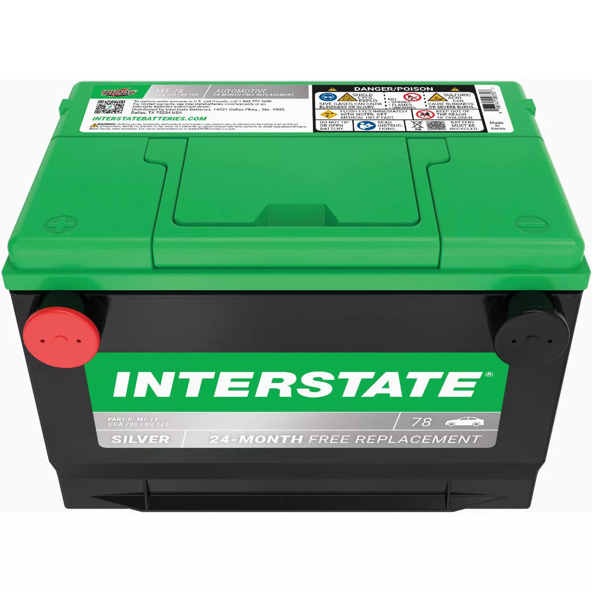 Interstate Batteries 12V 700CCA 120RC 875CA Automotive Battery, Side ...