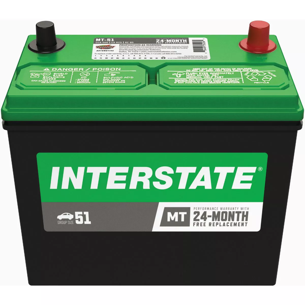 Interstate Batteries 12V 500CCA 85RC 625CA Automotive Battery, Top Post ...