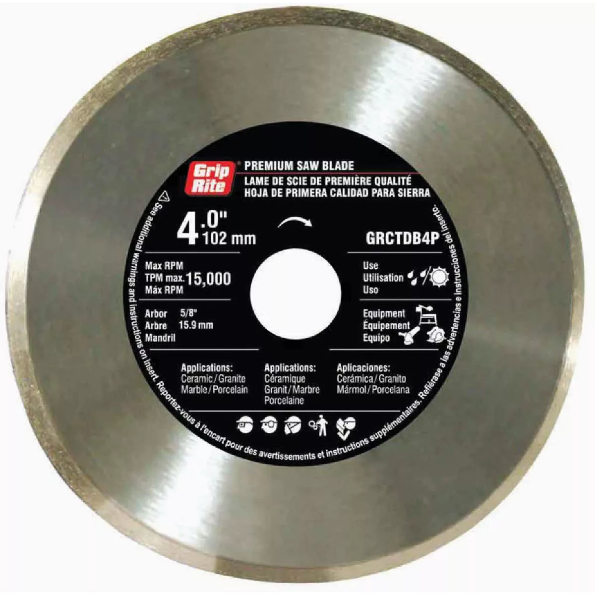 Grip-Rite 4 In. Continuous Rim Dry/Wet Diamond Blade- | True Value Hardware