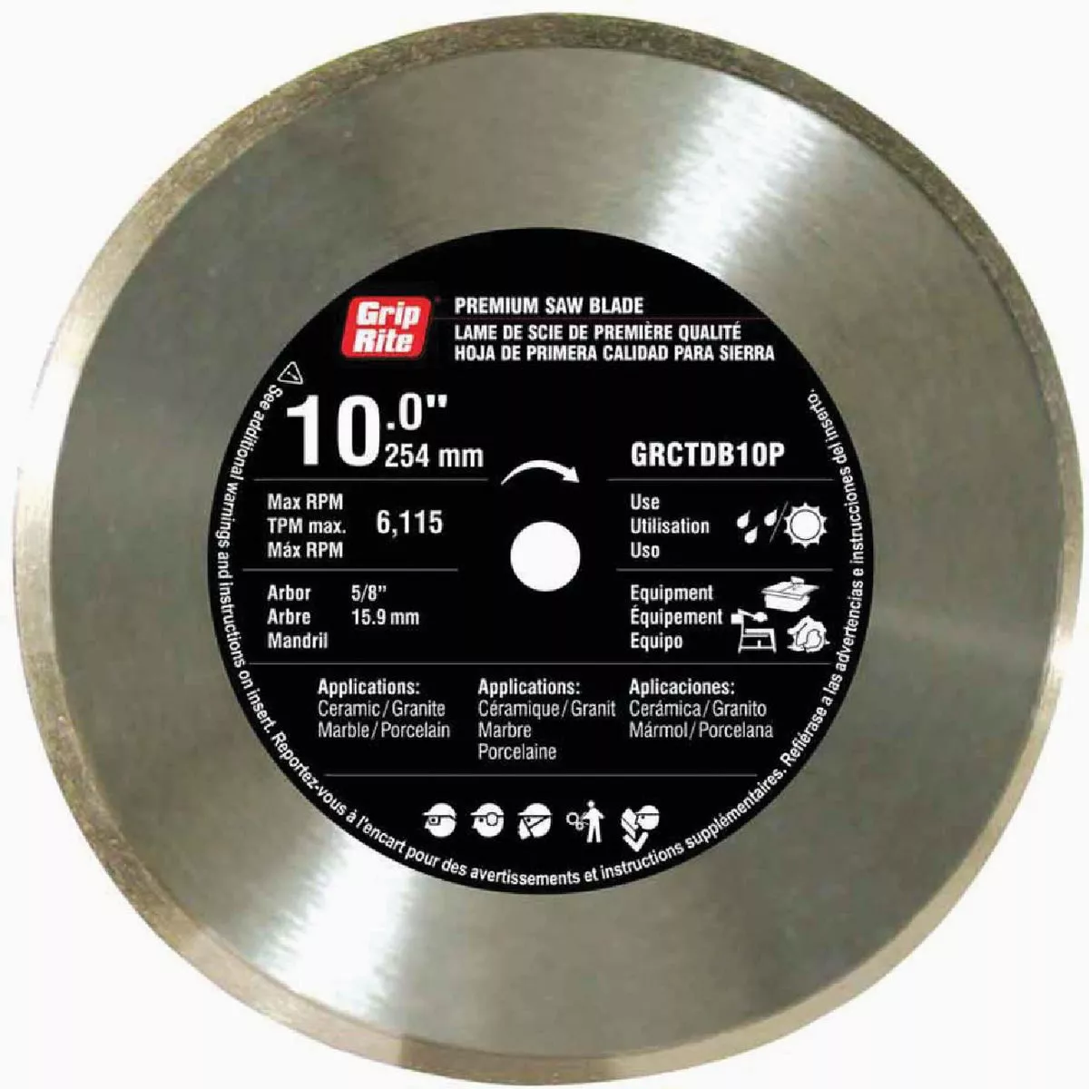 Grip-Rite 10 In. Continuous Rim Dry/Wet Diamond Blade | True Value Hardware