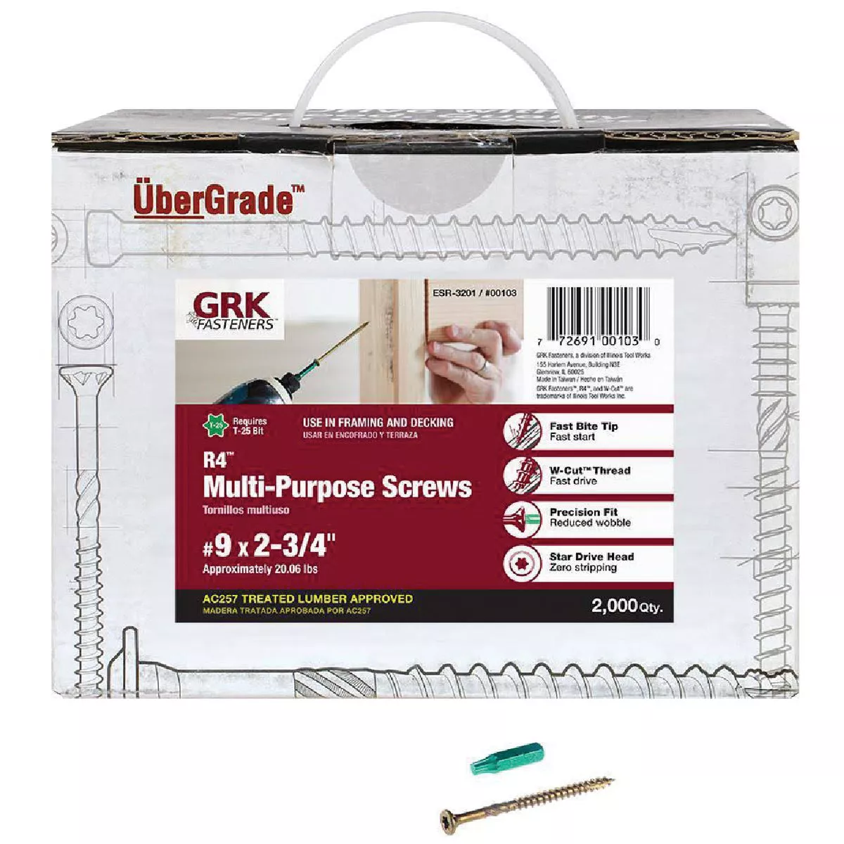 GRK Fasteners R4 9 x 2-3/4 Multi-Purpose Framing & Decking Screw Bulk ...