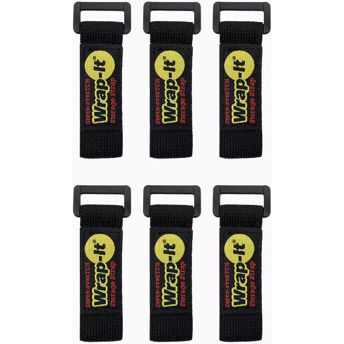 Wrap-It Storage Super-Stretch 6 In. x 1 In. Black Elastic Hook & Loop ...