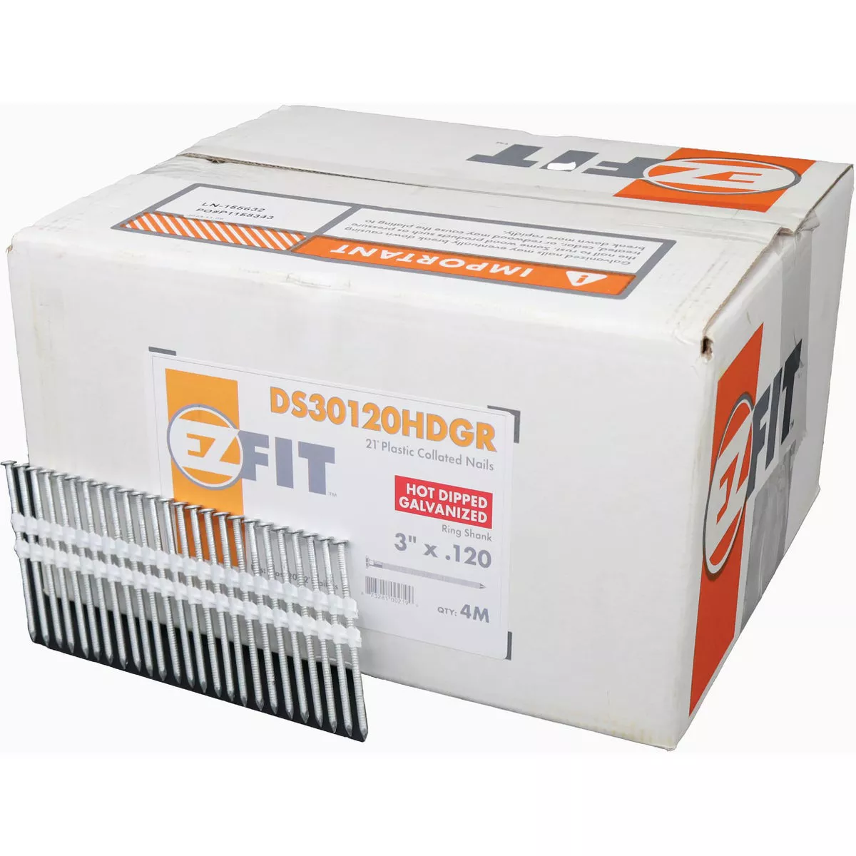 EZ Fit 3 In. x 0.120 In. 21-Degree Hot Dipped Galvanized Ring Shank ...