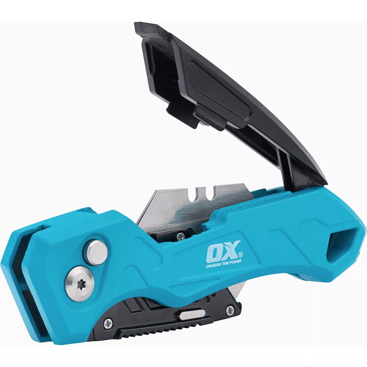 Ox Pro Heavy-Duty Fixed Blade Folding Utility Knife with (3) Blades ...