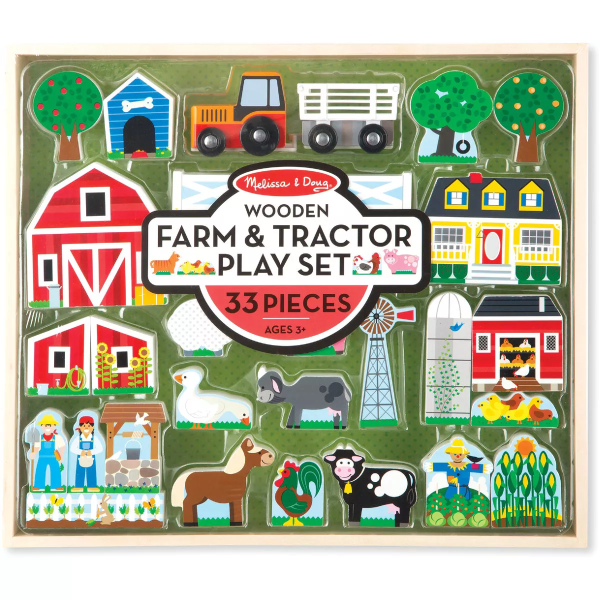 Melissa & Doug Wooden Farm & Tractor Play Set (33-Piece) | True Value ...