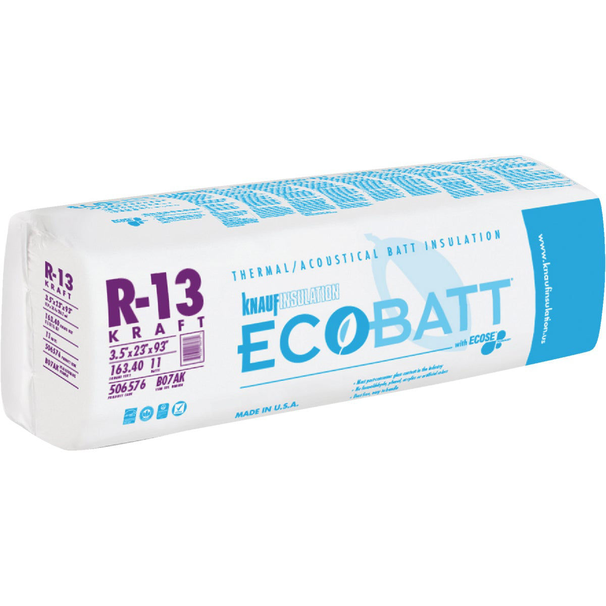 Knauf R-13 23 In. x 93 In. Kraft Faced Batt Fiberglass Insulation (11 ...