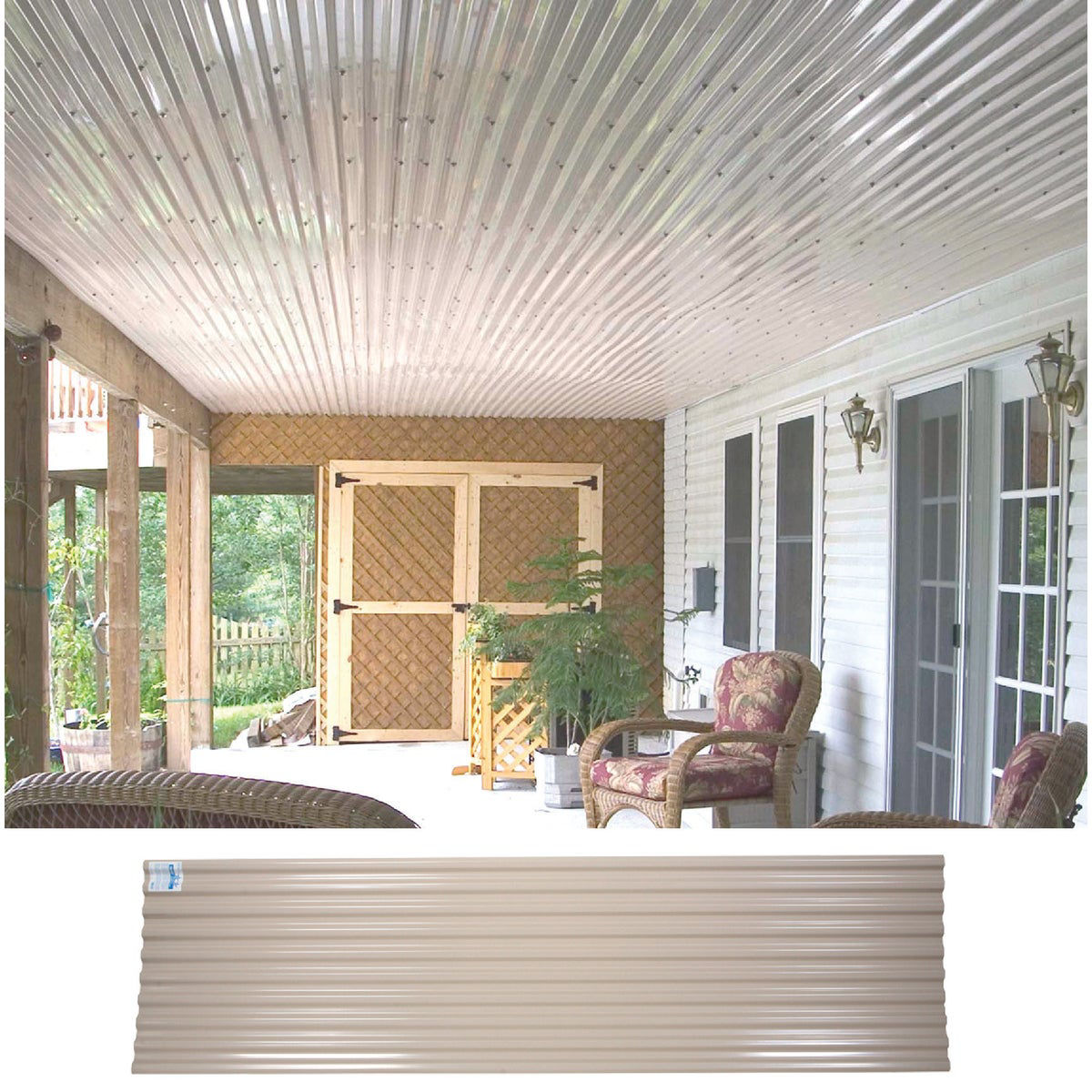 Tuftex Vinyl 26 In. x 10 Ft. Opaque Tan Square Wave Vinyl Corrugated ...