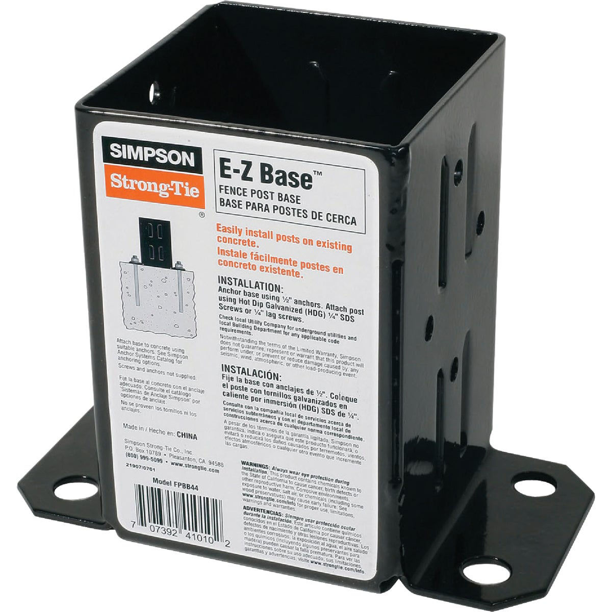 Simpson Strong-Tie 4 In. x 4 In. 12 ga Black Powder-Coat E-Z Base | Do ...