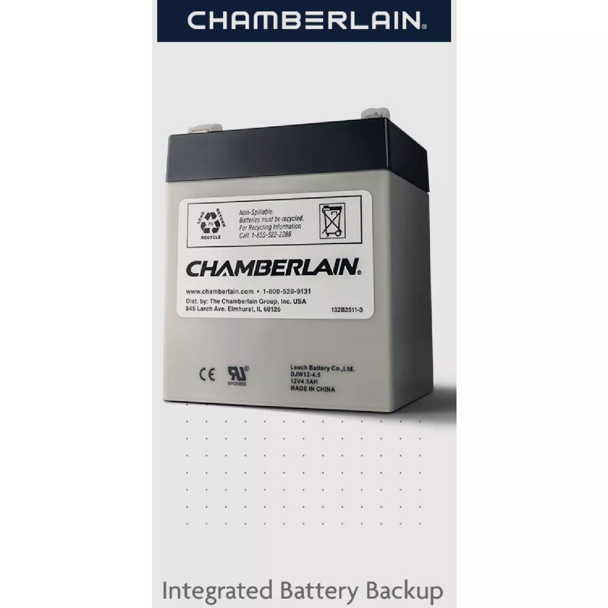 Chamberlain C2212T 1/2 HP Battery Backup Smart Chain Drive Garage Door ...