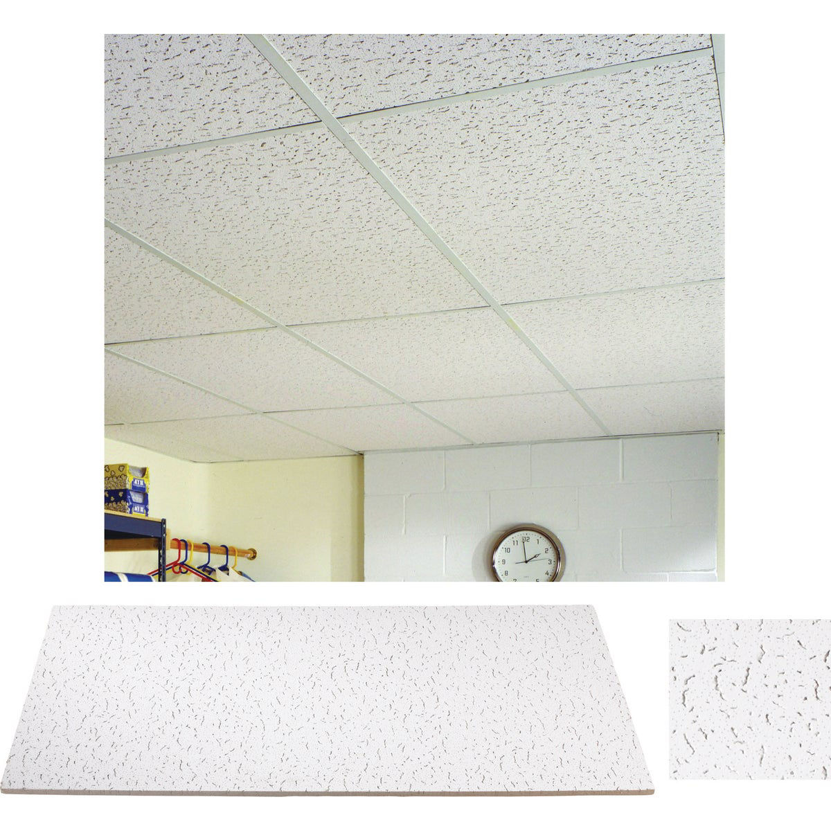 USG Fissured Basic 2 Ft. x 4 Ft. Square Edge Acoustical Ceiling Panels ...