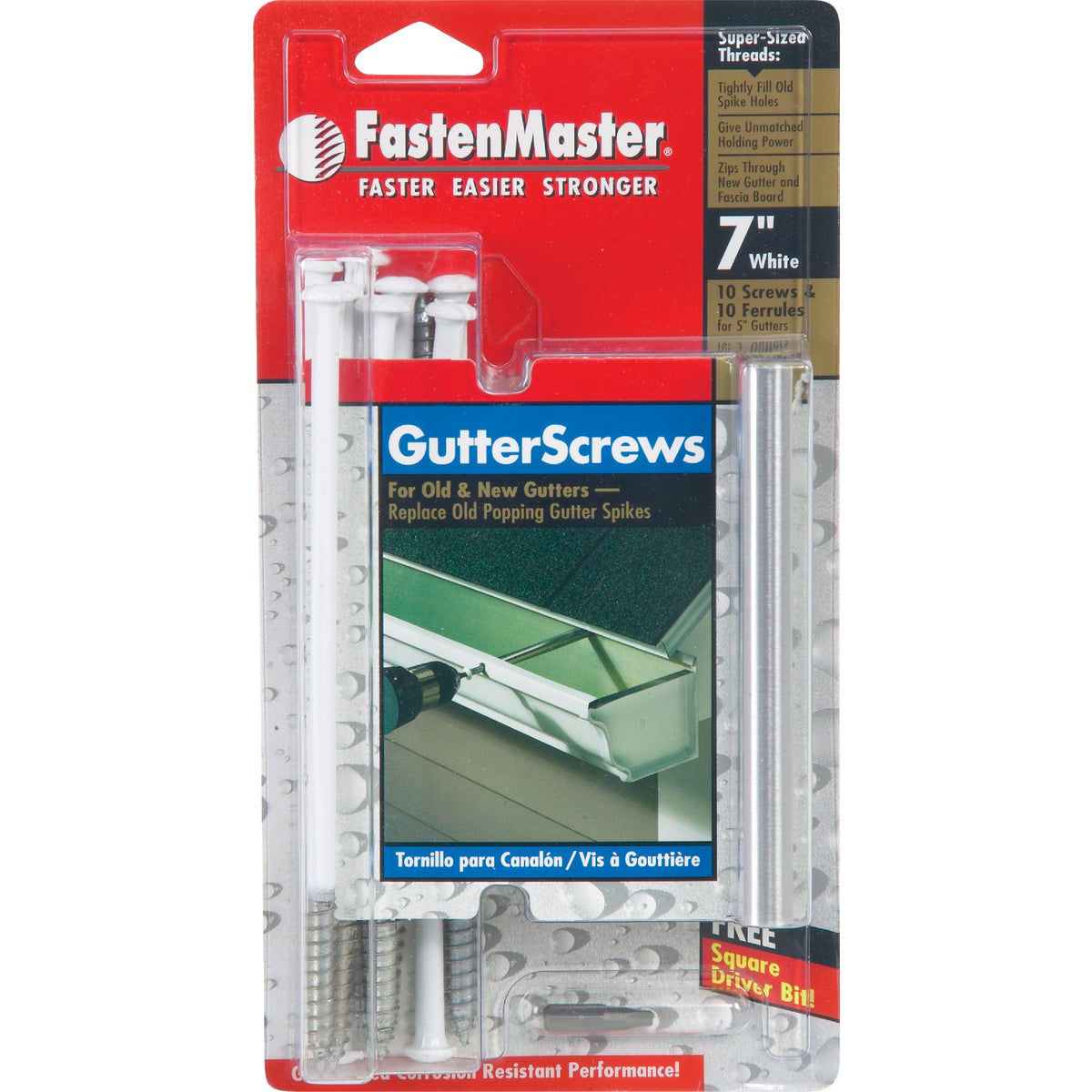 Fastenmaster 7 In. Universal White Gutter Screw & Ferrule, (10-Pack ...
