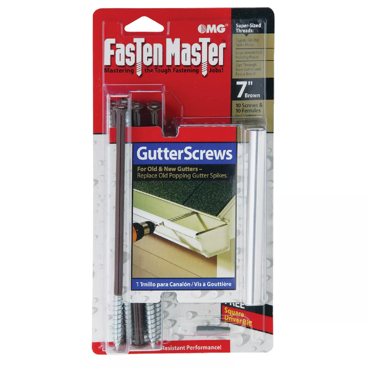 Fastenmaster 7 In. Universal Brown Gutter Screw & Ferrule, (10-Pack ...