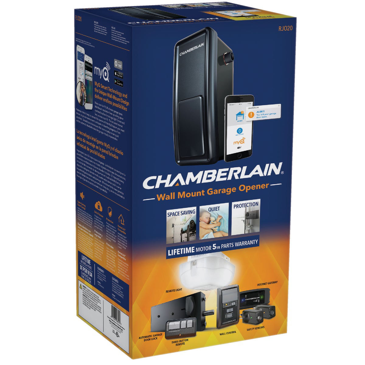Chamberlain Wall Mounted Smartphone Controlled Ultra-Quiet Direct Drive ...