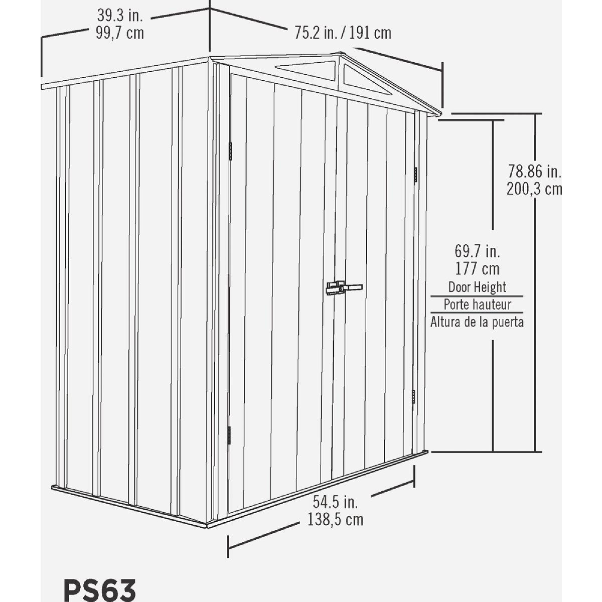 Arrow Spacemaker 6 Ft. x 3 Ft. Galvanized Steel Patio Shed, Flute Grey ...