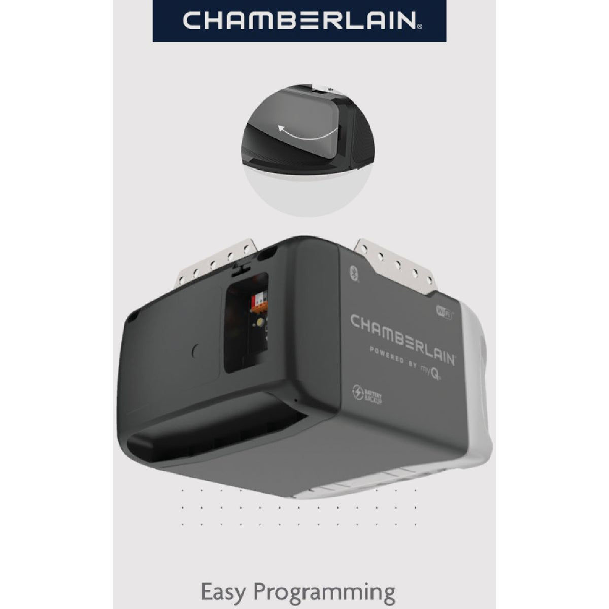Chamberlain B2202 1/2 HP myQ Smart Belt Drive Garage Door Opener with ...