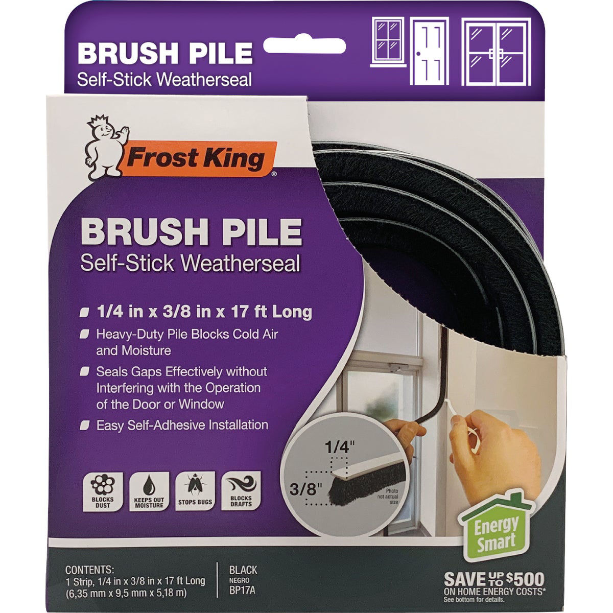 Frost King 1/4 In. x 3/8 In. x 17 Ft. Brush Pile Self-Stick Weatherseal ...