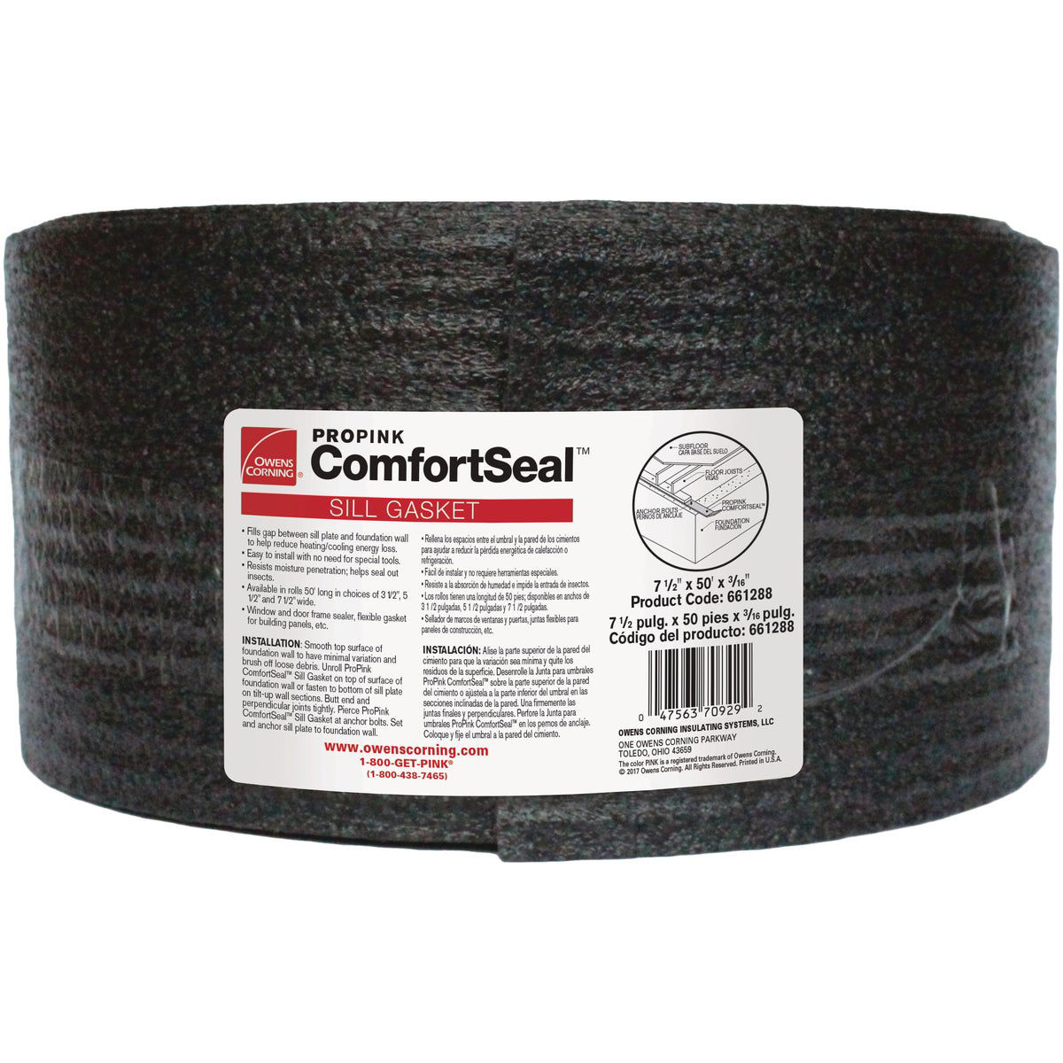 Owens Corning 7.5 In. x 50 Ft. Black Polyethylene Foam Sill Sealer | Do ...