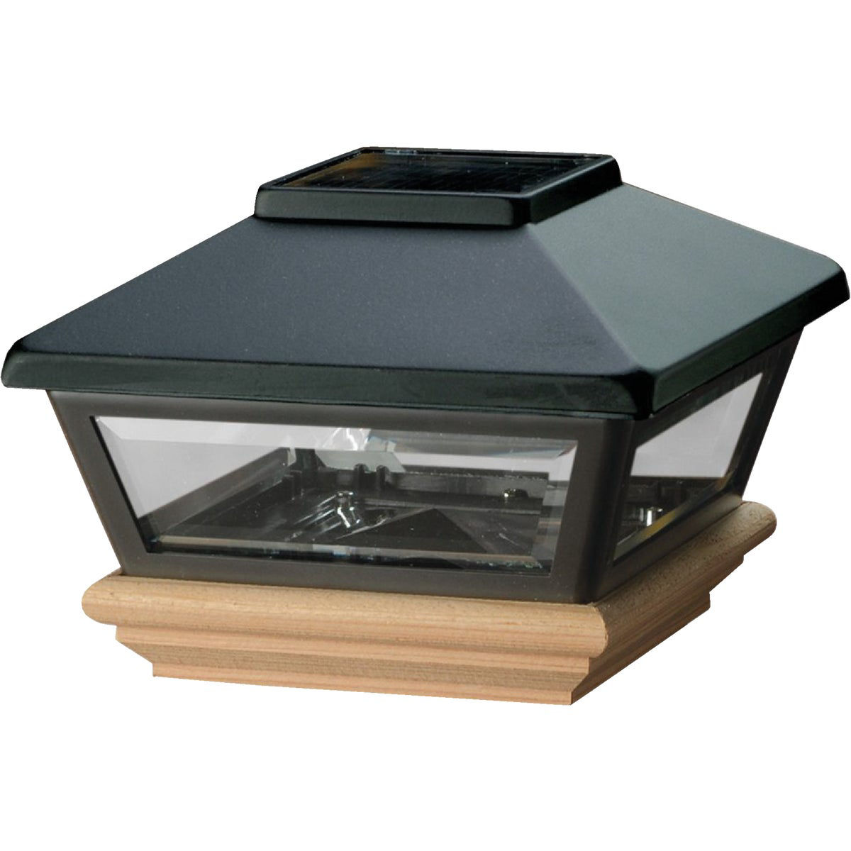 Deckorators 4 In. x 4 In. Black Solar Post Cap with Cedar Base | Do it Best