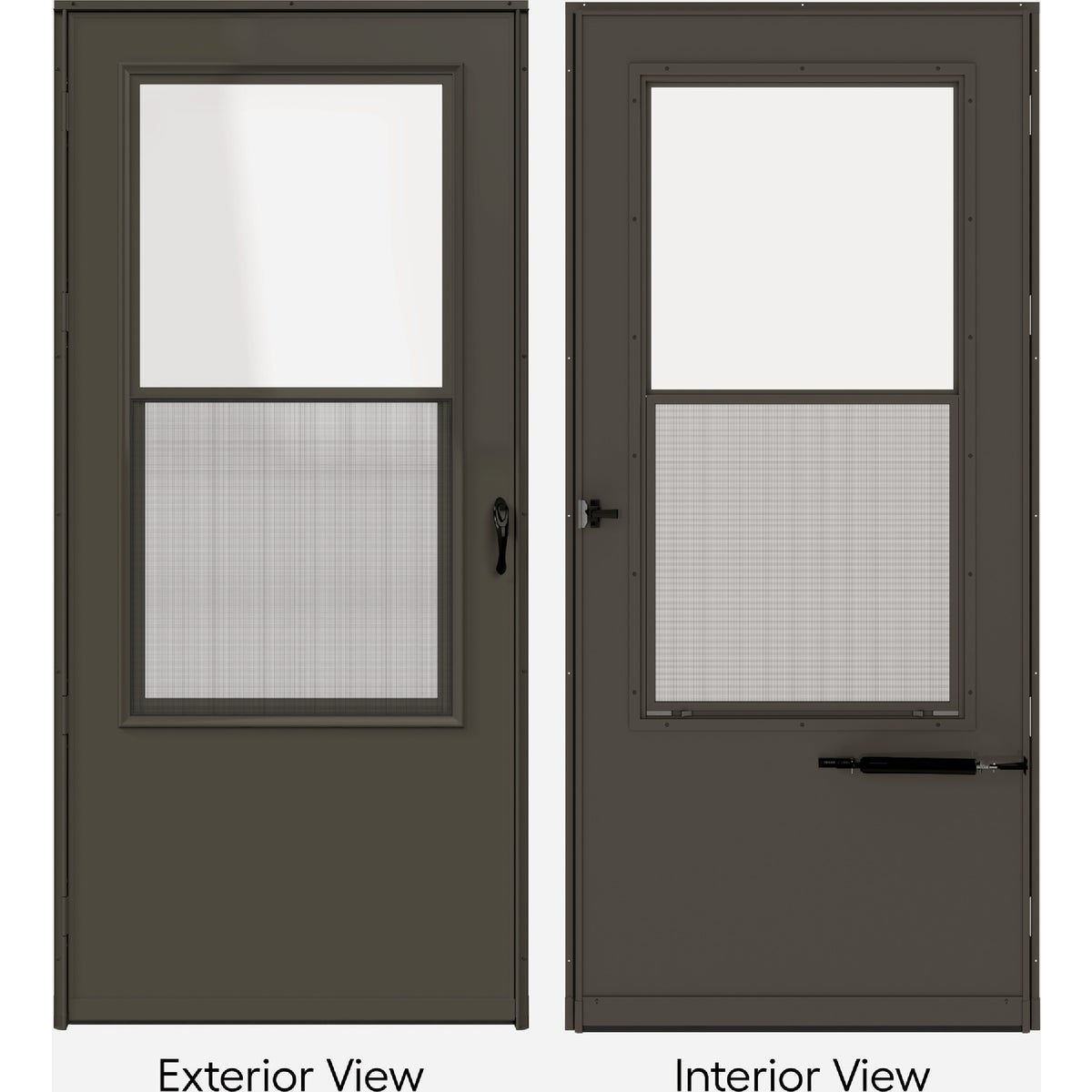Larson 36 In. W x 80 In. H Brown Single-Vent Solid Wood Core Storm Door ...