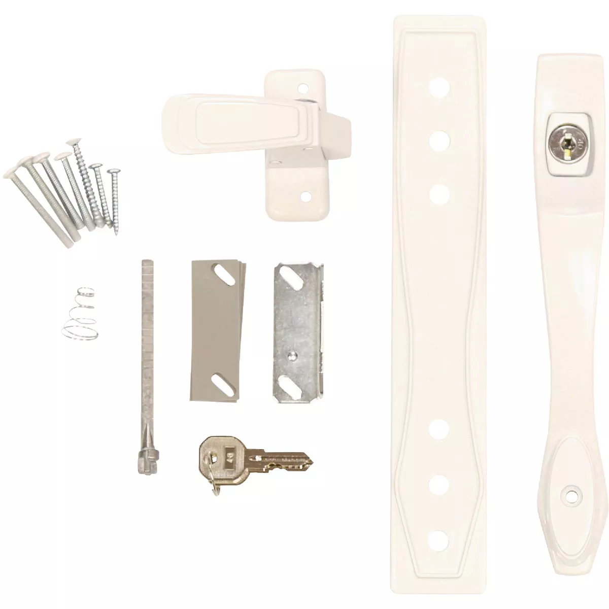 Larson White Heavy-Duty Keyed Push Button Door Latch | Do it Best