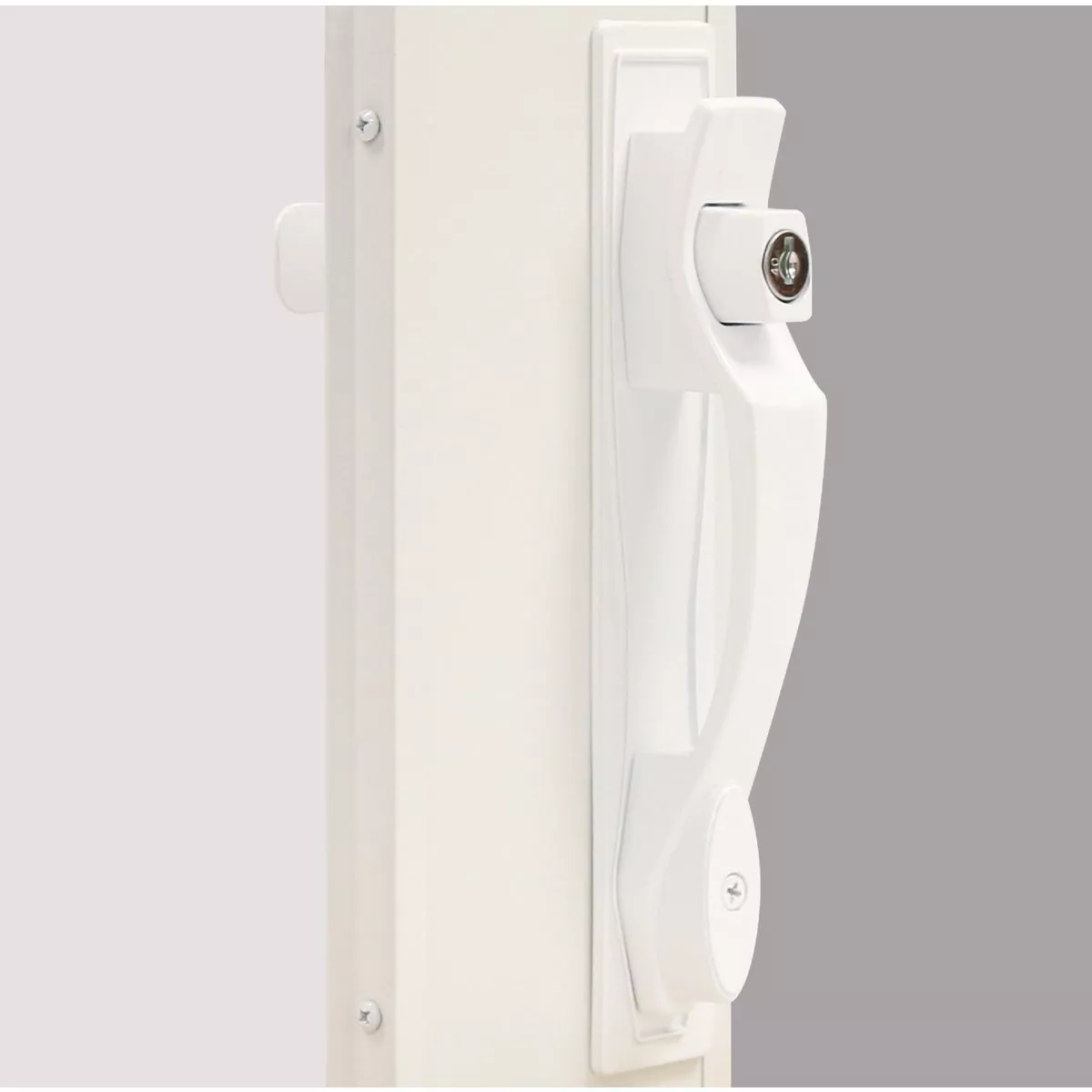 Larson White Heavy-Duty Keyed Push Button Door Latch | Do it Best