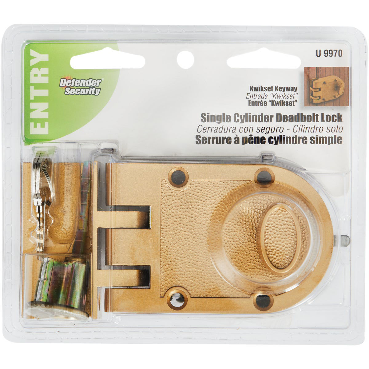 Defender Security Brass Single Cylinder Single Rim Deadlock, Jimmy ...