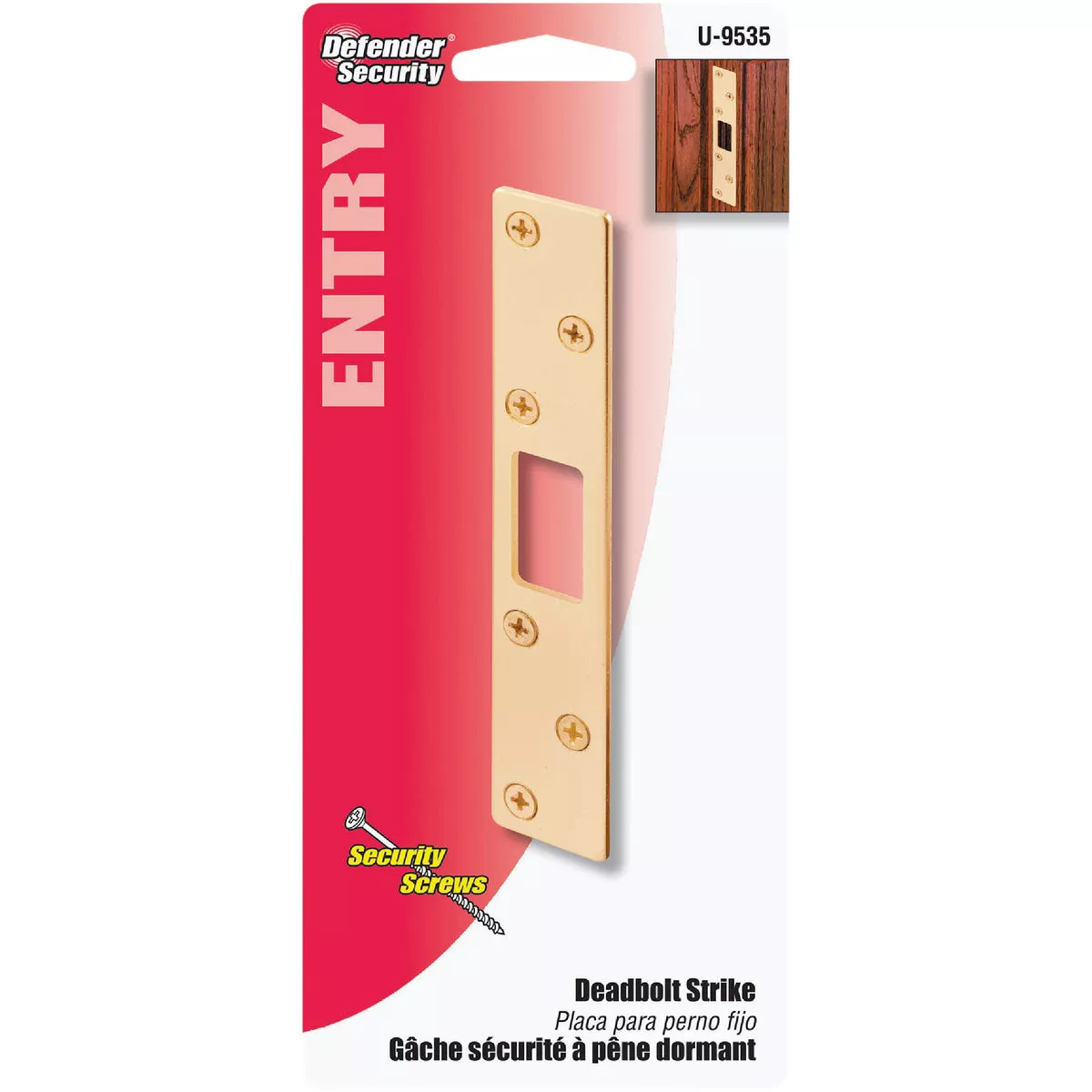 Defender Security Polished Brass 1-1/8 In. Heavy-Gauge Deadbolt ...