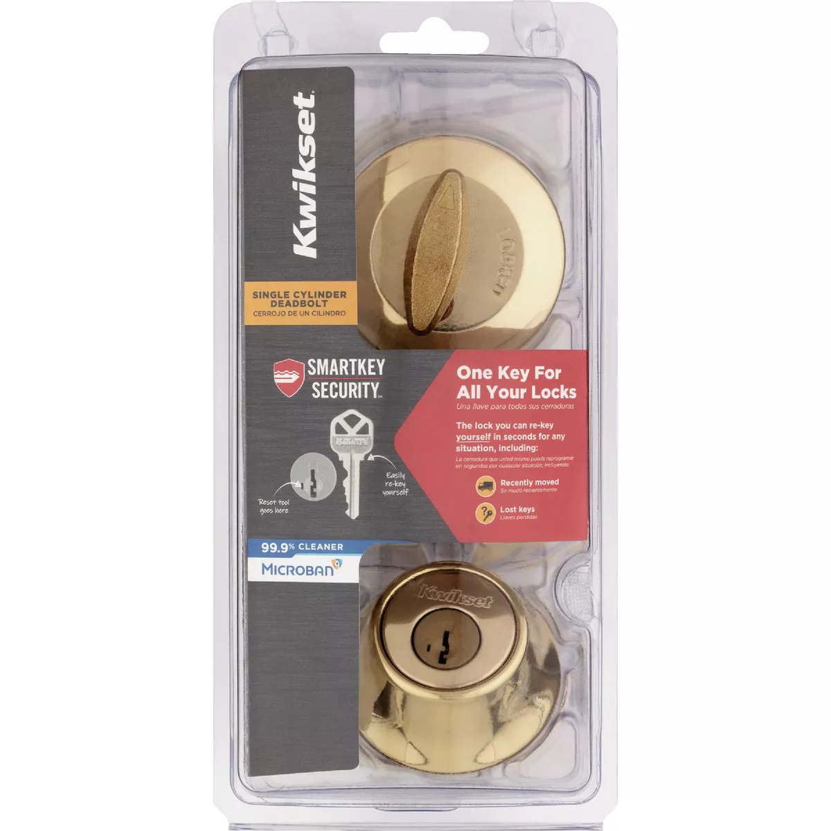 Kwikset 660 Single Cylinder Deadbolt with SmartKey, Polished Brass | Do ...