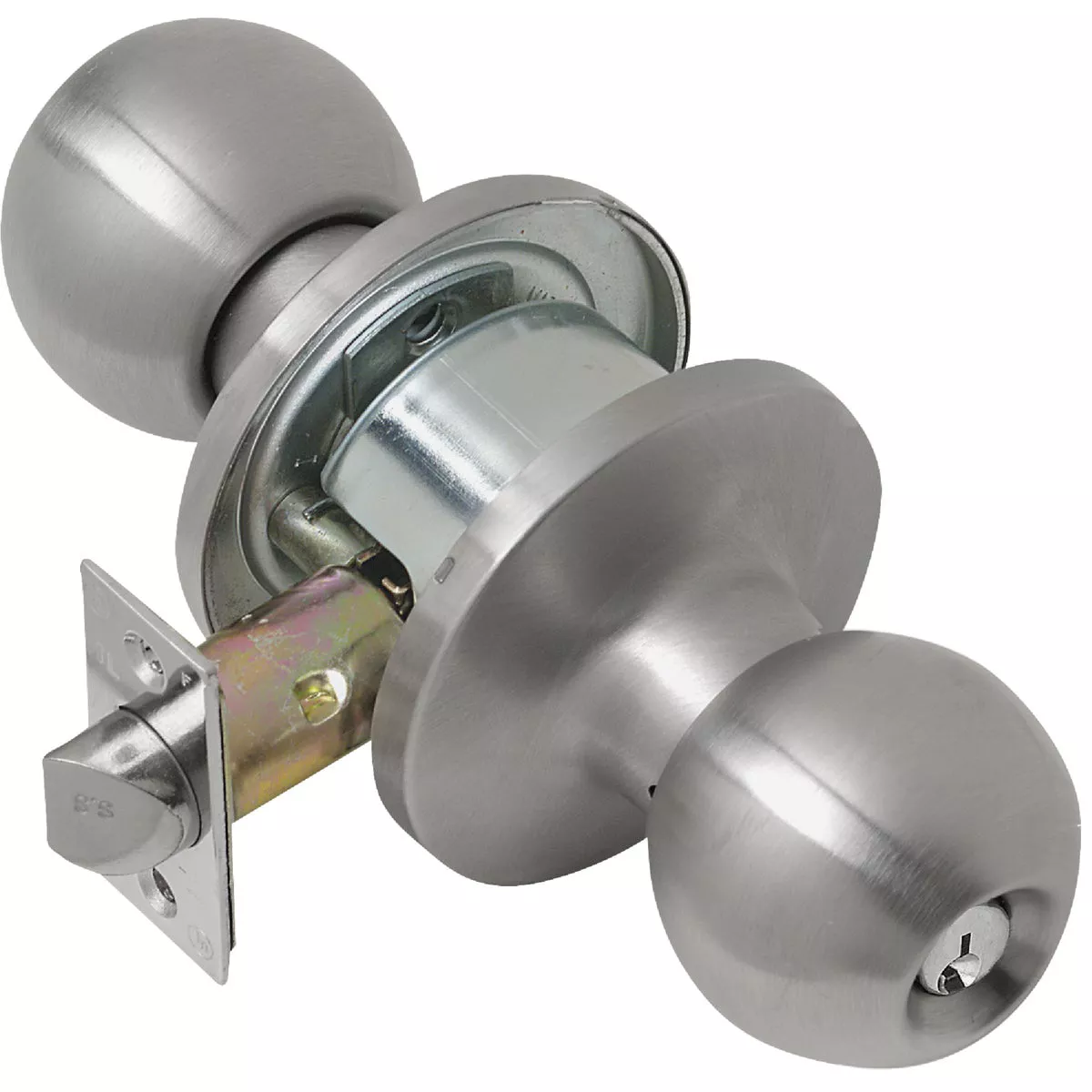 Tell Satin Stainless Steel Storeroom Door Knob Lockset | True Value ...