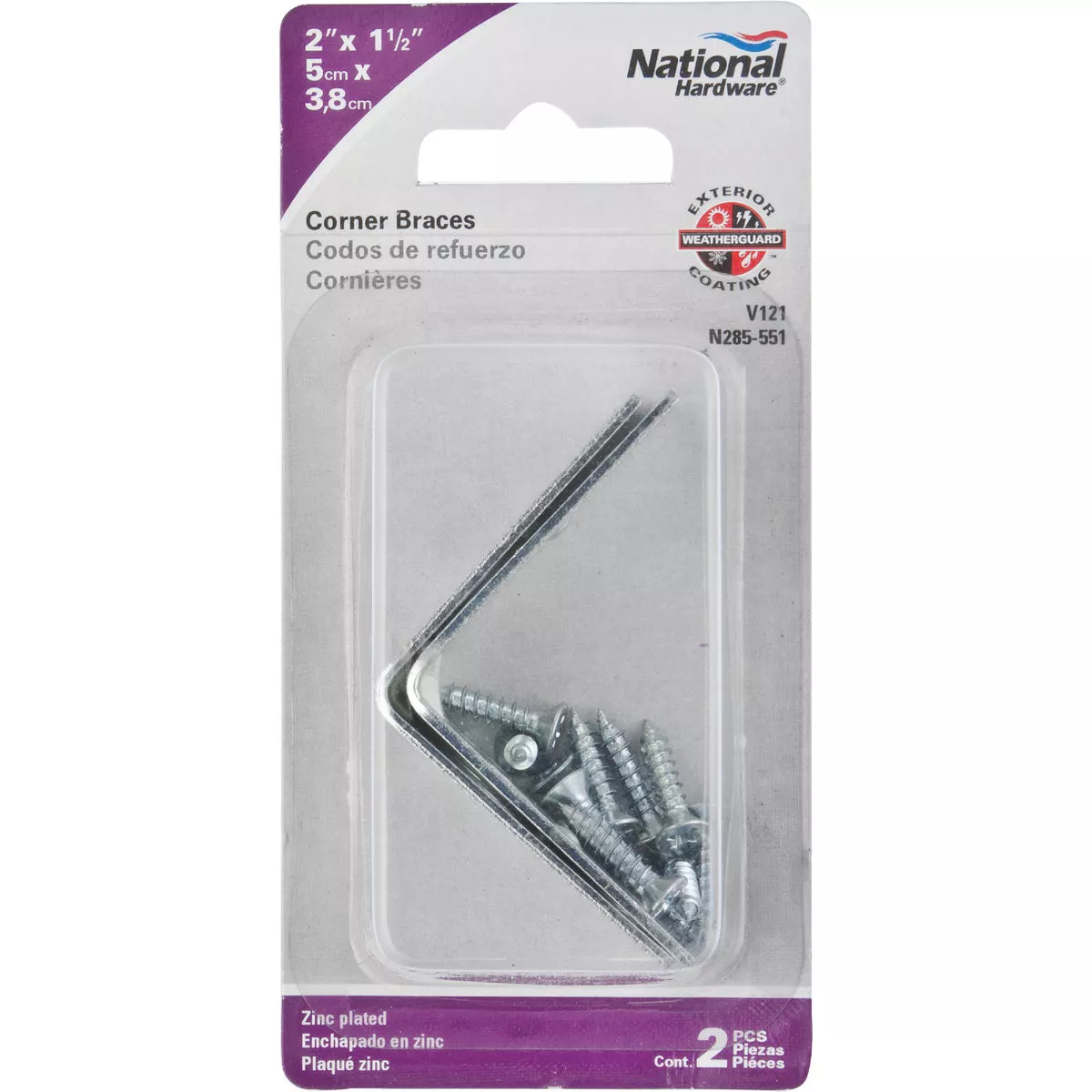 National Hardware 2 In. x 1-1/2 In. Double Wide Zinc Corner Brace (2 ...