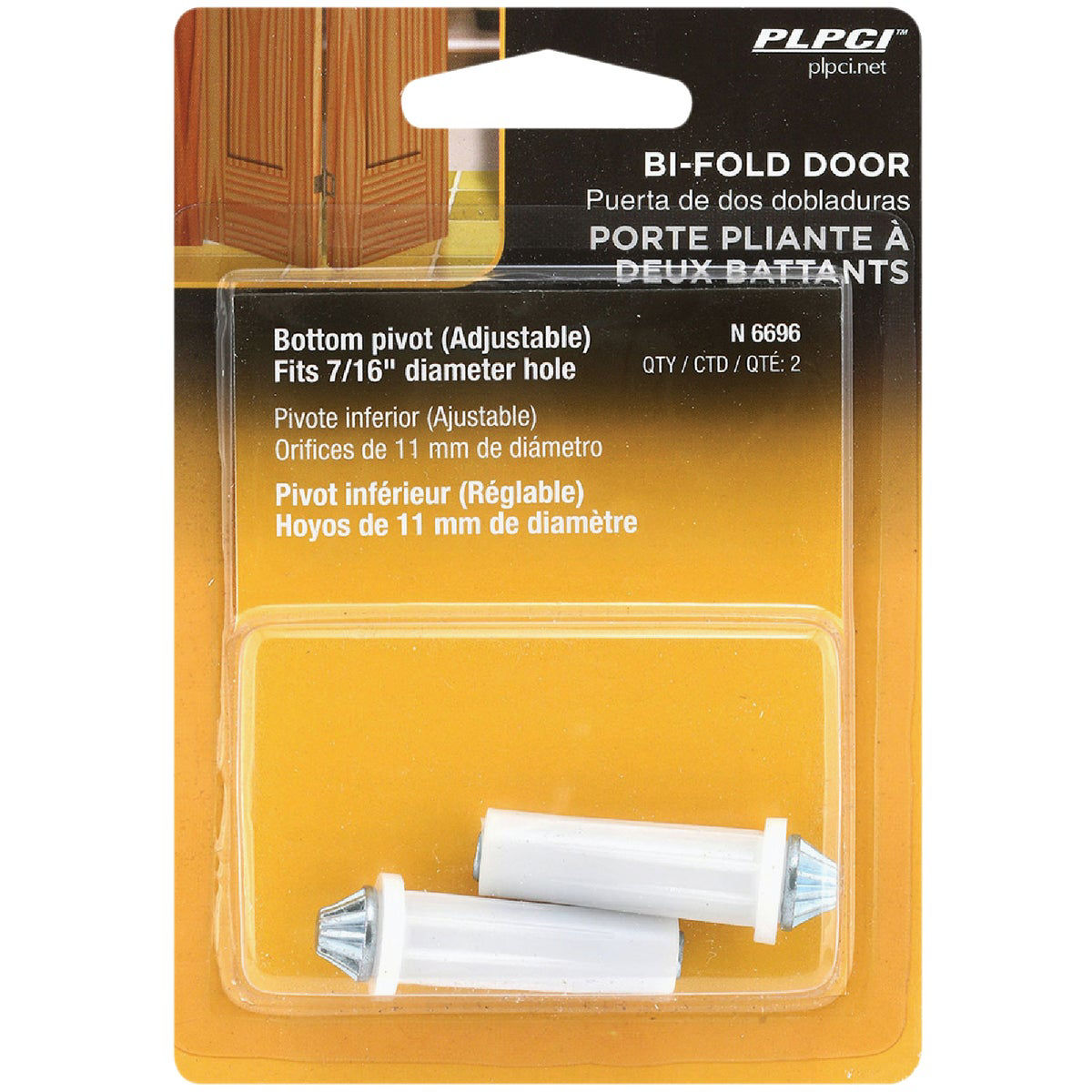 Prime-Line 7/16 In. Grooved Tip Bifold Door Bottom Pivot (2 Count) | Do ...