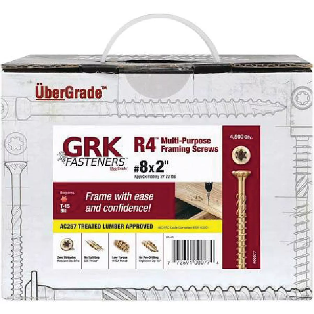GRK Fasteners R4 8 x 2-1/2 Multi-Purpose Framing & Decking Screw Bulk ...