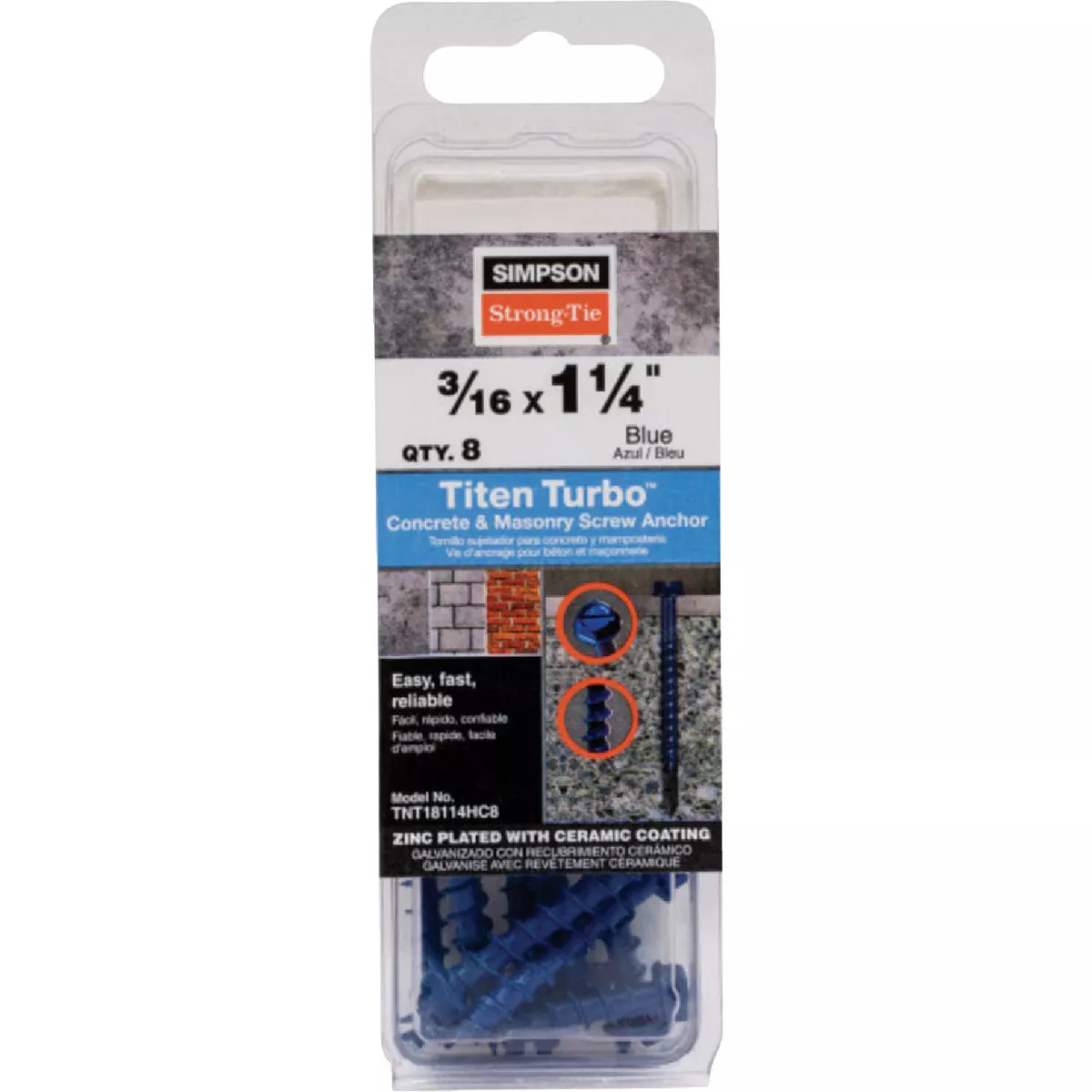 Simpson Strong-Tie Titen Turbo 3/16 In. x 1-1/4 In. Hex-Head Concrete ...