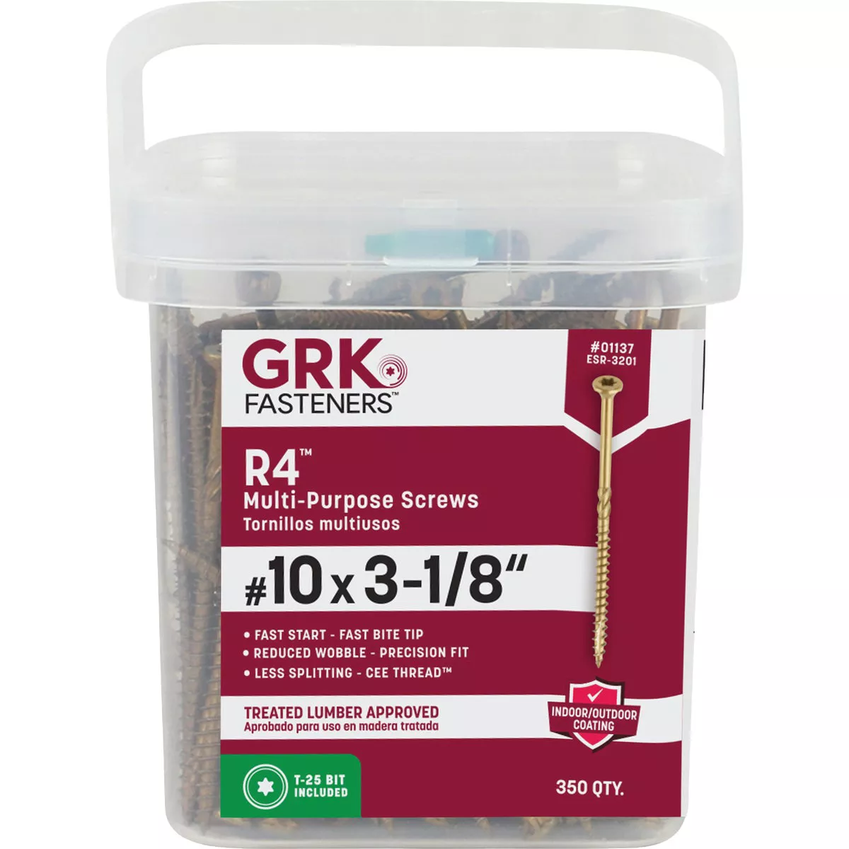 GRK R4 #10 x 3-1/8 In. Star Drive Multi-Purpose Wood Screw (350 Ct ...
