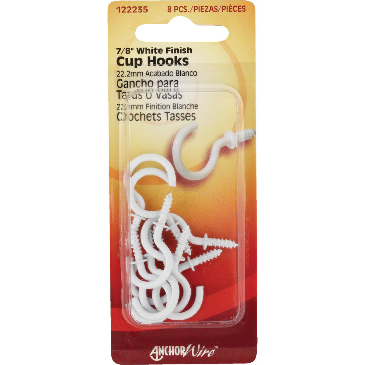 Hillman 7/8 In. White Anchor Wire Cup Hook (8 Count) | Do it Best